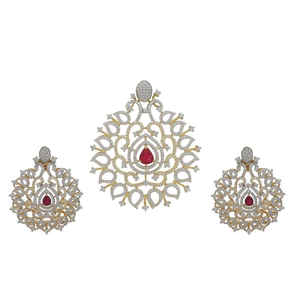 Big Heavy Diamond Pendant Earrings Set – Maaya Fine Jewels